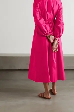Max Mara Bairo Gathered Cotton-poplin Shirt Dress