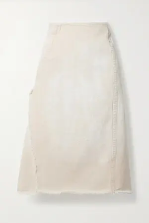 Marni Frayed Denim Midi Skirt - Off-white