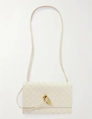 Bottega Veneta Intrecciato Leather Pouch Brass