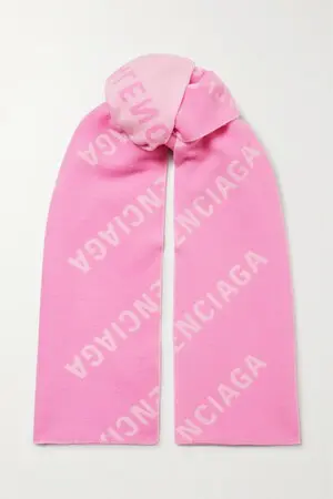 Balenciaga Wool-jacquard Scarf Pink