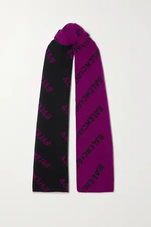 Balenciaga Wool-jacquard Scarf - Purple