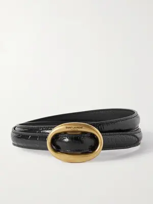 Saint Laurent Croc-effect Leather Belt