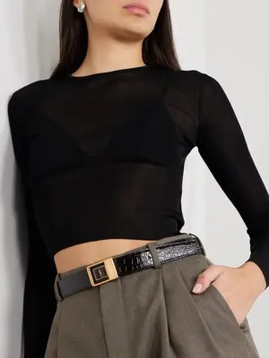 Saint Laurent Croc-effect Leather Belt