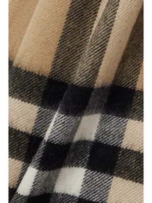 Burberry Fringed Checked Cashmere Scarf - Brown