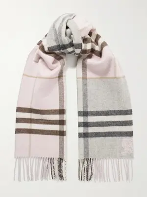 Burberry Fringed Checked Cashmere Scarf Multi
