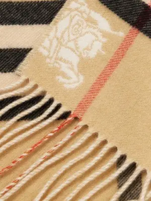 Burberry Fringed Checked Cashmere Scarf - Neutrals