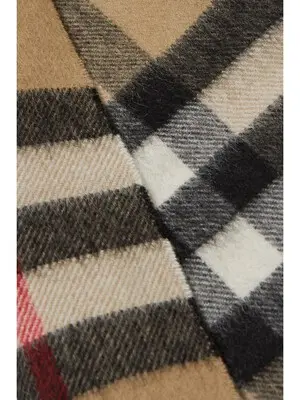 Burberry Fringed Checked Cashmere Scarf - Brown