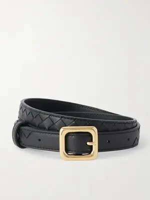 Bottega Veneta Intrecciato Leather Belt - Black