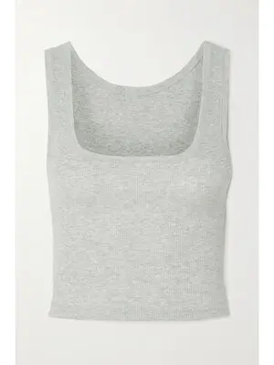 SKIMS SKIMS Cotton Collection Cropped Ribbed Tank Gray