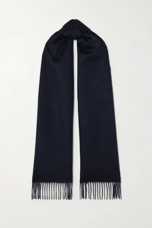Johnstons Of Elgin Fringed Cashmere Scarf Blue