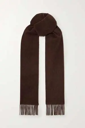Johnstons Of Elgin Fringed Cashmere Scarf Brown