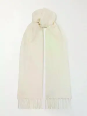 Johnstons Of Elgin Fringed Cashmere Scarf Cream