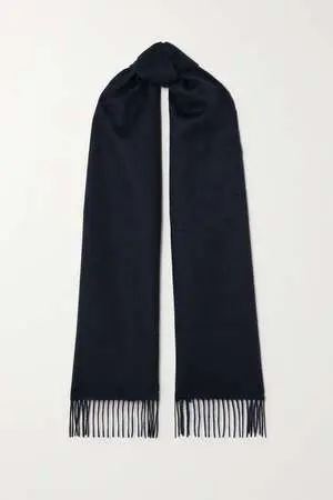 Johnstons Of Elgin Fringed Cashmere Scarf Navy