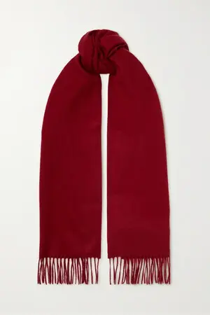 Johnstons Of Elgin Fringed Cashmere Scarf Red