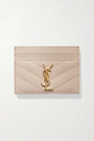 Saint Laurent SAINT LAURENT Monogramme Quilted Cardholder Beige