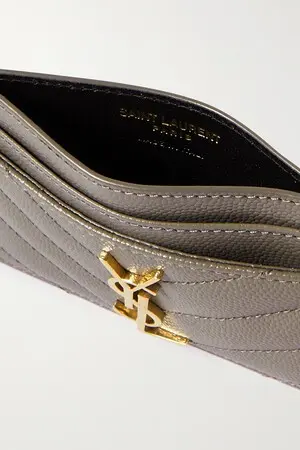 Saint Laurent SAINT LAURENT Monogramme Quilted Cardholder Gray