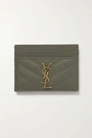 Saint Laurent SAINT LAURENT Monogramme Quilted Cardholder Light Green