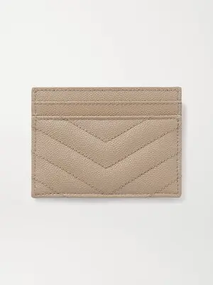 Saint Laurent Monogramme Quilted Textured-leather Cardholder - Neutrals
