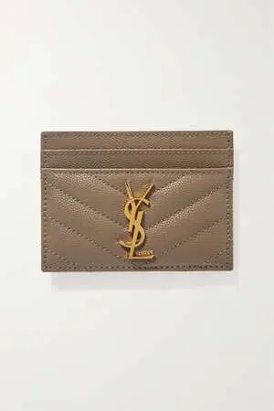 Saint Laurent SAINT LAURENT Monogramme Quilted Cardholder Taupe