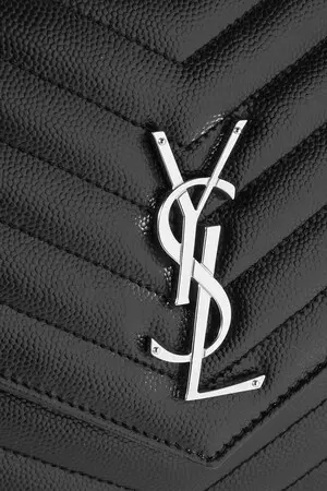 Saint Laurent Monogramme Quilted Textured-leather Pouch - Black