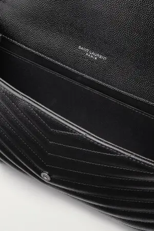 Saint Laurent Monogramme Quilted Textured-leather Pouch - Black