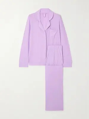 SKIMS Ribbed Stretch-modal Jersey Lounge Set Purple