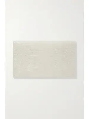Saint Laurent Uptown Croc-effect Leather Pouch - Neutrals