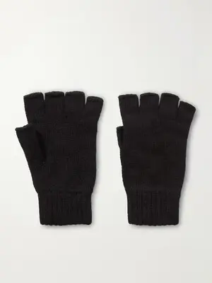 Johnstons Of Elgin Net Sustain Cashmere Fingerless Gloves - Black