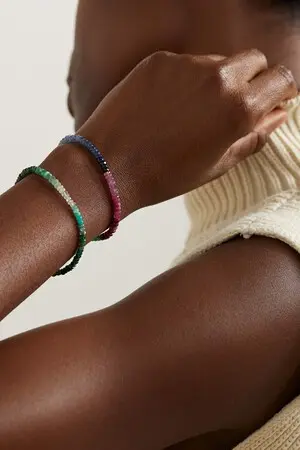 Jia Jia Set Of Two 14-karat Gold, Sapphire And Emerald Bracelets