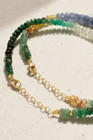 Jia Jia Set Of Two 14-karat Gold, Sapphire And Emerald Bracelets
