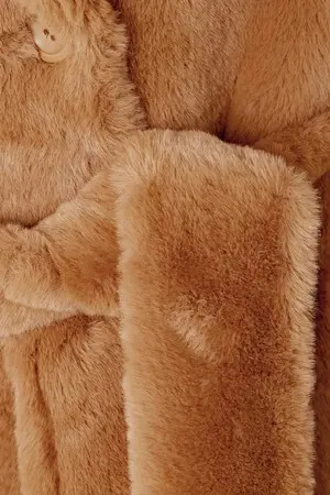 STAND STUDIO Faustine Belted Double-breasted Faux Fur Coat
