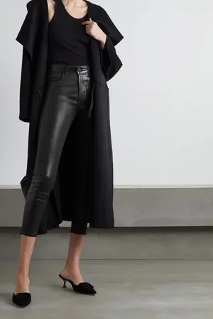 L'Agence Margot Cropped Coated High-rise Skinny Jeans - Black