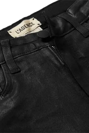 L'Agence Margot Cropped Coated High-rise Skinny Jeans - Black
