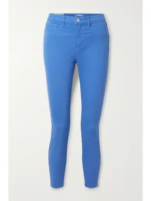 L'Agence L'Agence Margot Cropped Coated High-Rise Skinny Jeans Blue