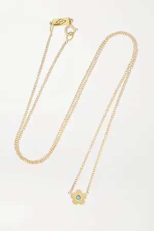 JENNIFER MEYER Mini Daisy Turquoise Necklace - Gold