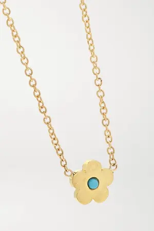 JENNIFER MEYER Mini Daisy Turquoise Necklace