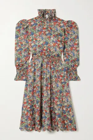 Horror Vacui Collia Scalloped Smocked Floral-print Cotton Dress