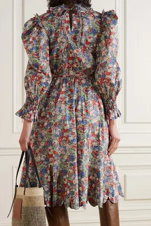 Horror Vacui Collia Scalloped Smocked Floral-print Cotton Dress