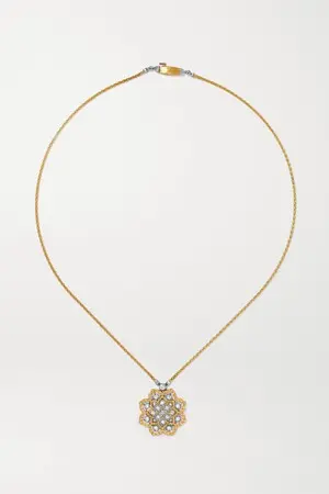 Buccellati Rombi 18-karat Yellow And White Diamond Necklace