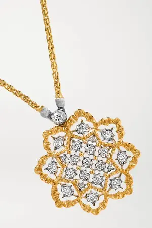 Buccellati Rombi 18-karat Yellow And White Diamond Necklace