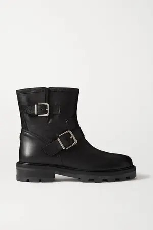 JIMMY CHOO Youth Ii Buckled Leather Ankle Boots