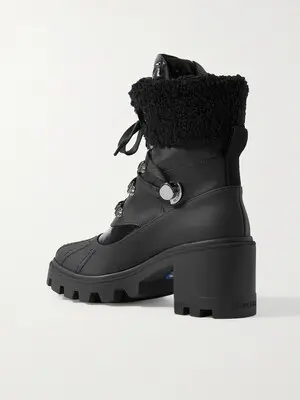 Moncler Corinne Leather And Faux Shearling Ankle Boots