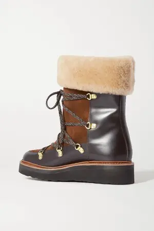 Grenson Camille Shearling-lined Suede And Leather Ankle Boots