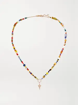 DIANE KORDAS 14-karat Diamond And Beaded Necklace - Gold