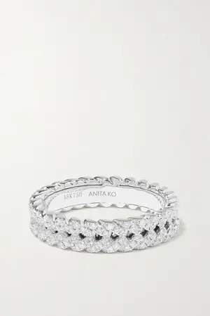 ANITA KO 18-karat Diamond Braided Ring - White Gold