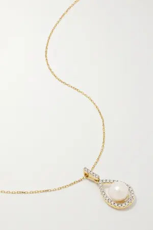 Mateo 14-karat Pearl And Diamond Necklace - Off-white