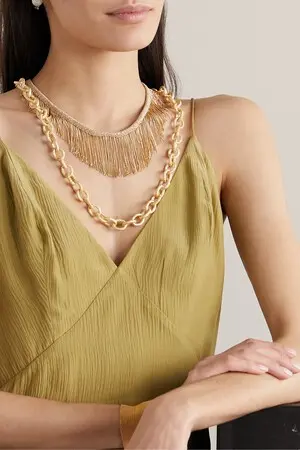 Carolina Bucci Fringe 18-karat And Silk Necklace