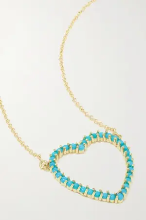 JENNIFER MEYER Large Open Heart 18-karat Turquoise Necklace