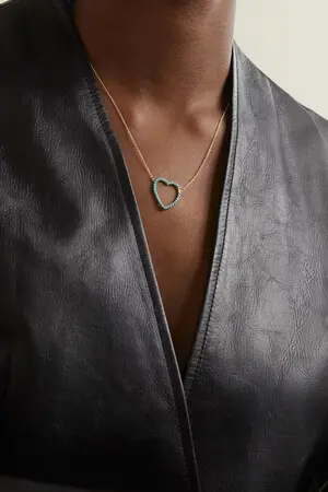 JENNIFER MEYER Large Open Heart 18-karat Turquoise Necklace
