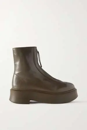 THE ROW - THE ROW Leather Ankle Boots | NET-A-PORTER US